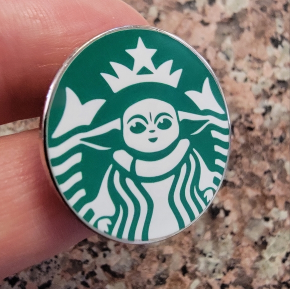 Jewelry | 2 For 13 Star Wars Baby Yoda Grogu Starbucks Logo Round Badge Enamel Pin | Poshmark